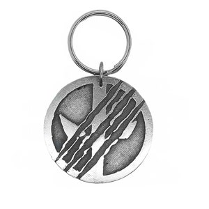 Deadpool the Wolverine Logo Pewter Distress Keychain Sand Casted ...
