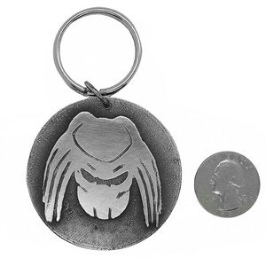Predator Bio-mask Silhouette Pewter Distressed Keychain Handmade Yautja ...