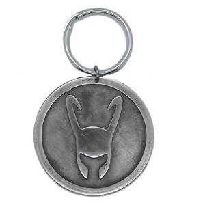 Loki Helmet Logo Pewter Relic Distressed Keychain Sand Casted Handmade ...