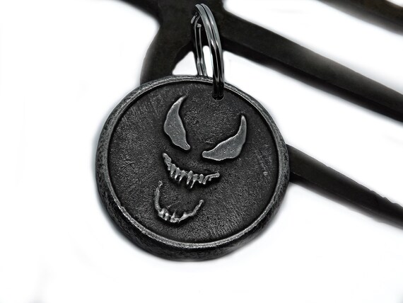 Venom Profile Logo Pewter Relic Keychain Sand Casted Handmade | Etsy