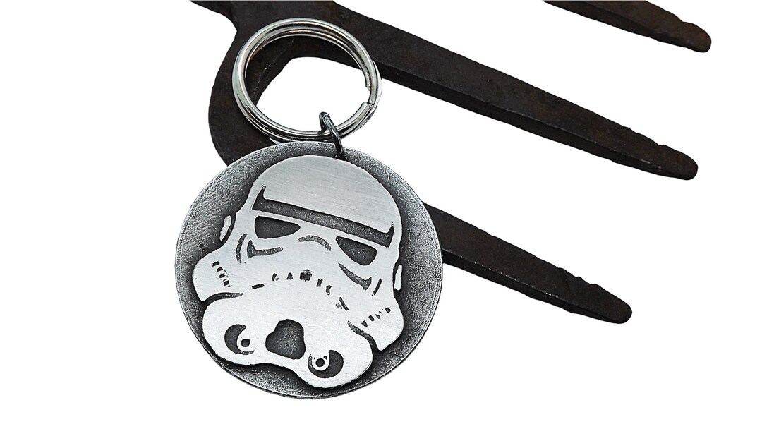 Stormtrooper Silhouette Pewter Distressed Keychain Sand Casted Handmade ...
