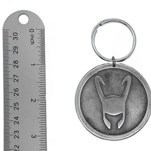 Loki Helmet Logo Pewter Relic Distressed Keychain Sand Casted Handmade ...