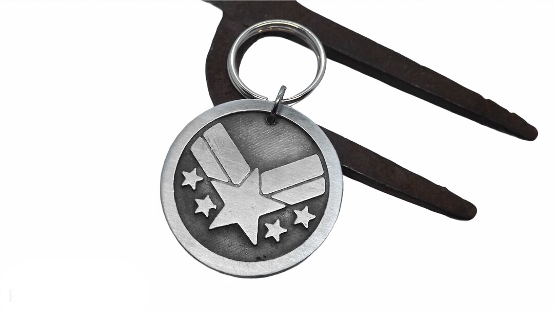 War Machine Logo Pewter Distress Keychain Sand Casted Handmade Marvel ...