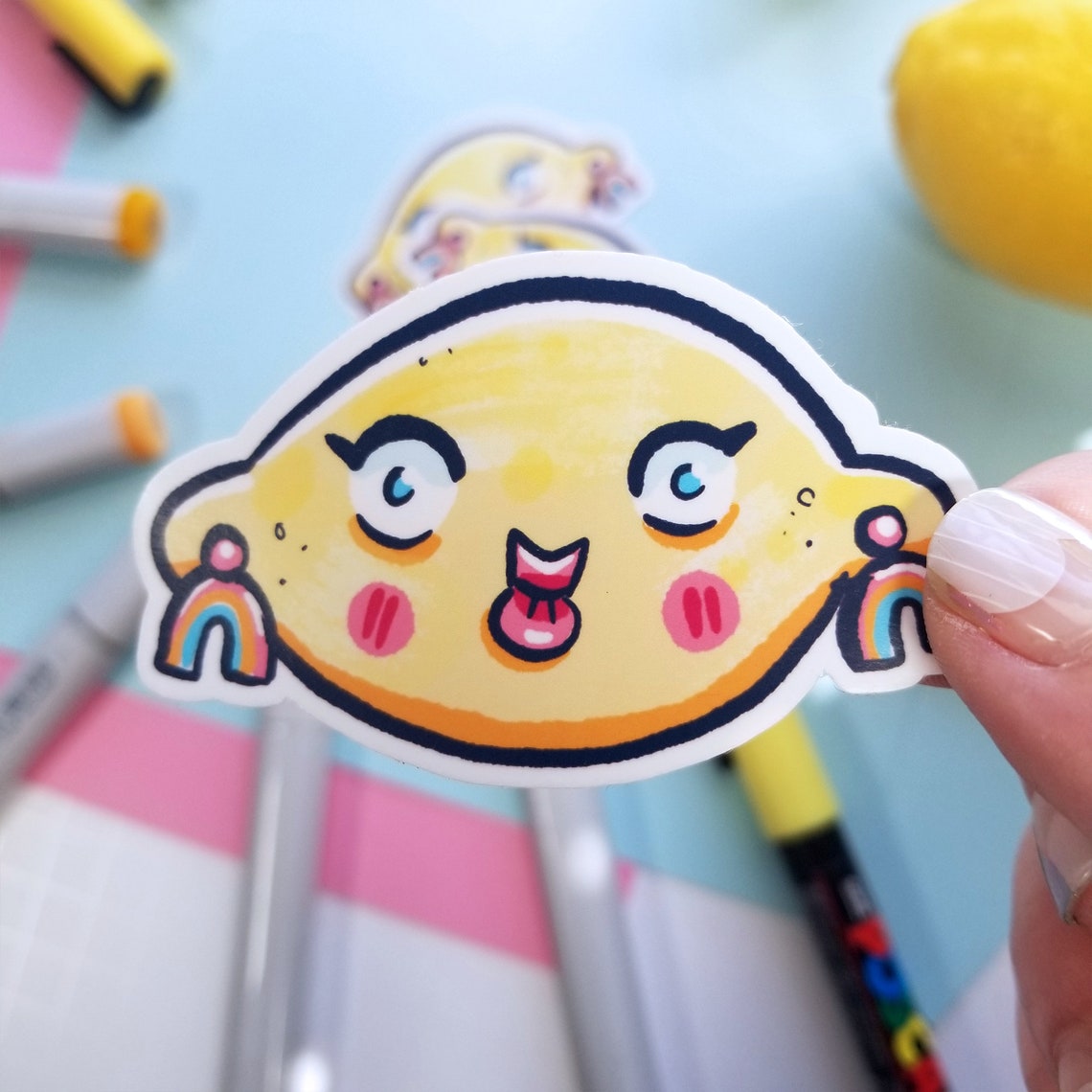 Cute Waterproof Lemon Sticker Vinyl Lemon Sticker Lemon - Etsy UK
