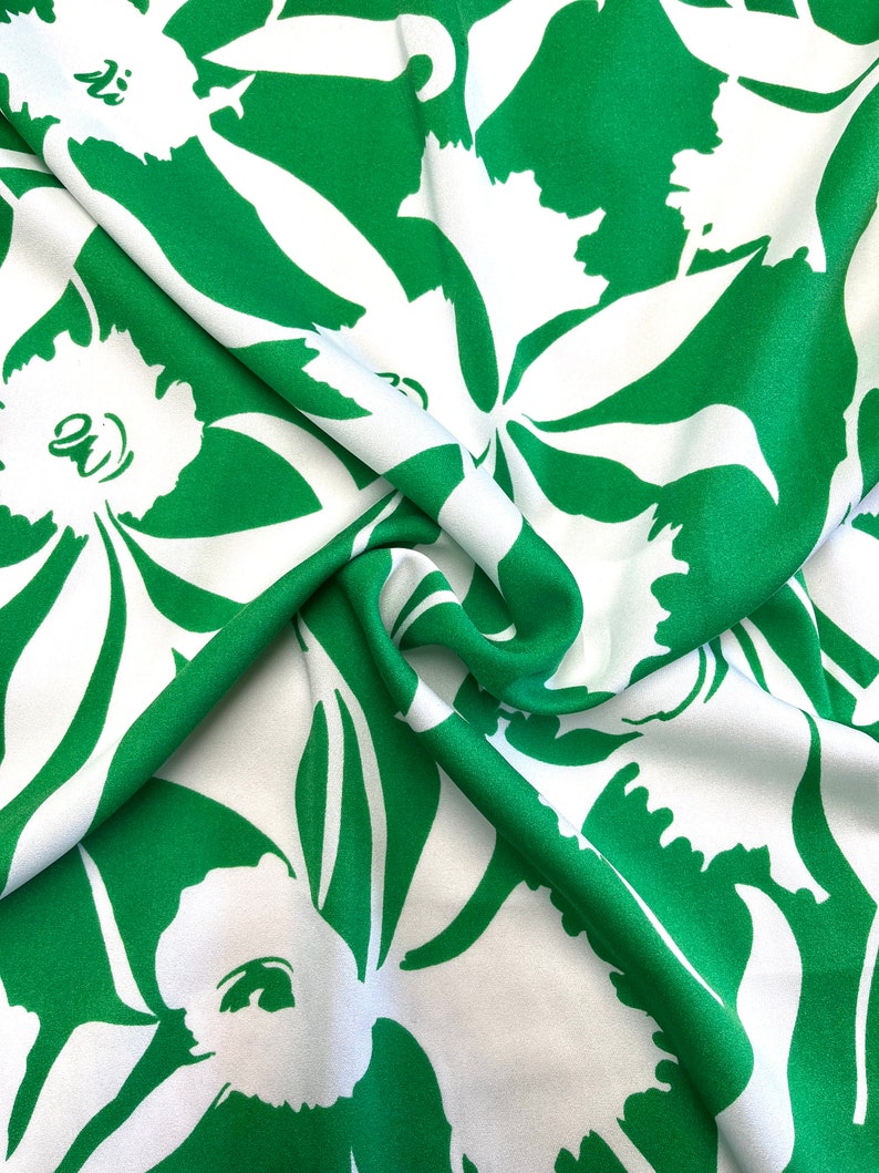 Vintage Fabric Green With Floral Pattern - Etsy