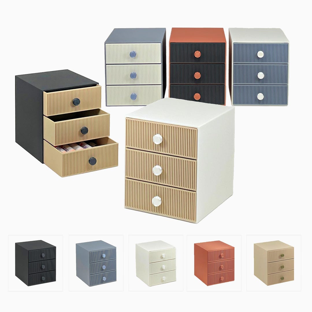 DISCOUNT Slat Style 3 Drawer Organizer: Compact Home Office Storage ...