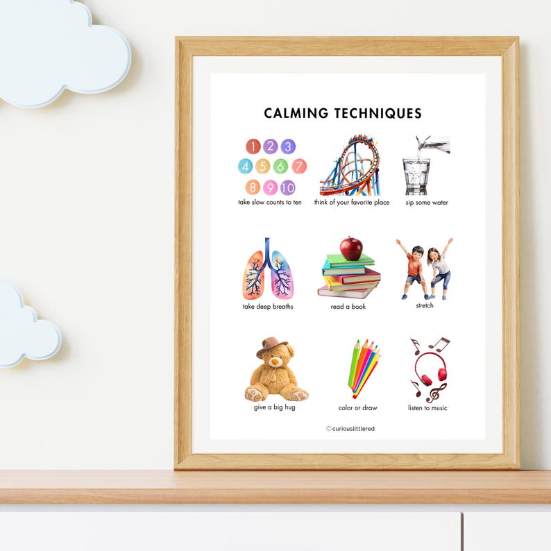 Printable Calming Techniques Poster for Kids | Montessori Visual for ...