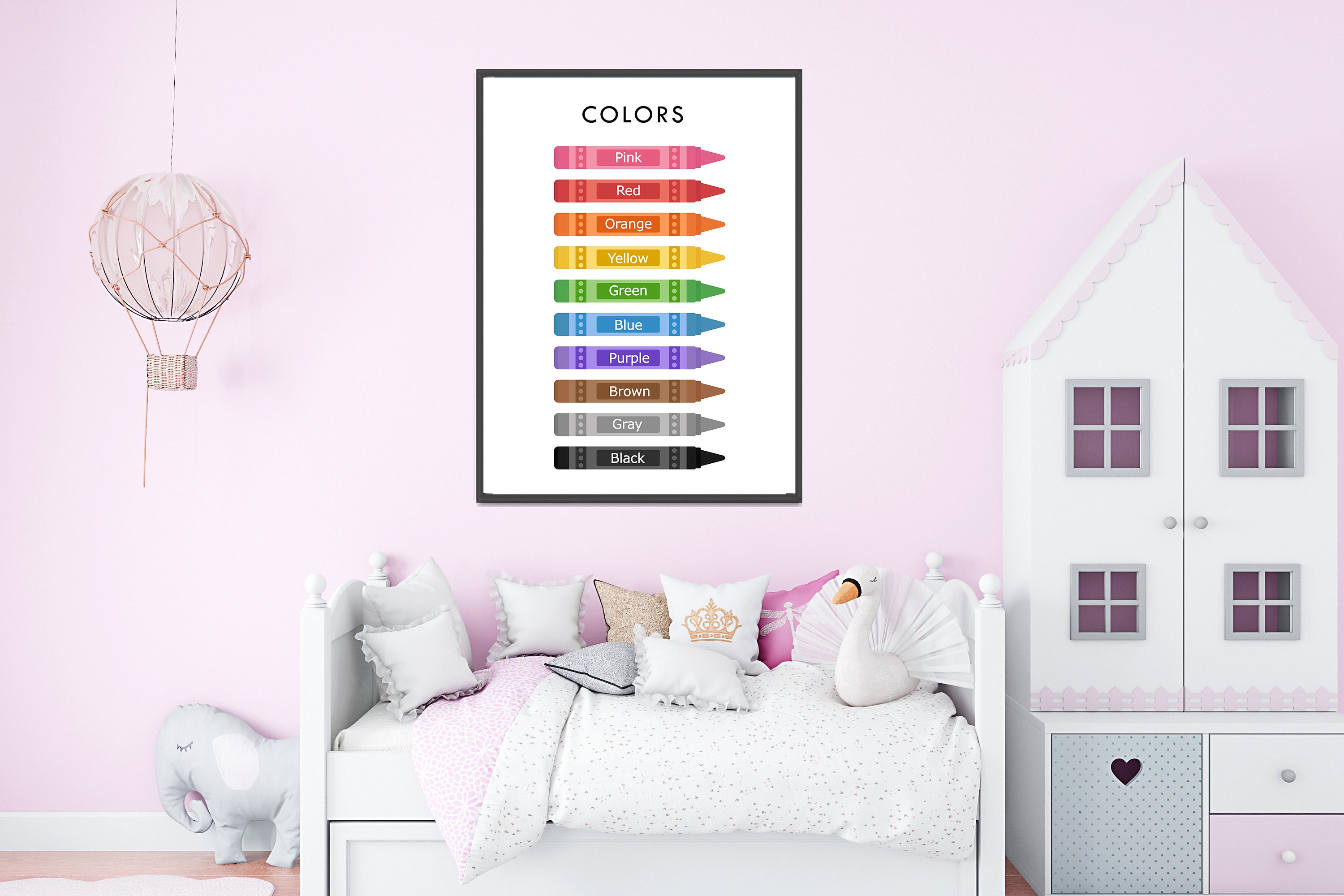 Colors Educational Wall Art, Kids Playroom Print, Rainbow Classroom ...
