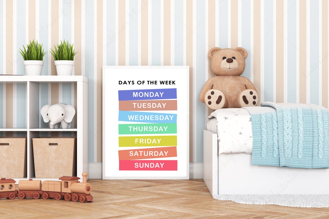 Days of the Week Print, Montessori Education Poster, Printable Wall Art ...