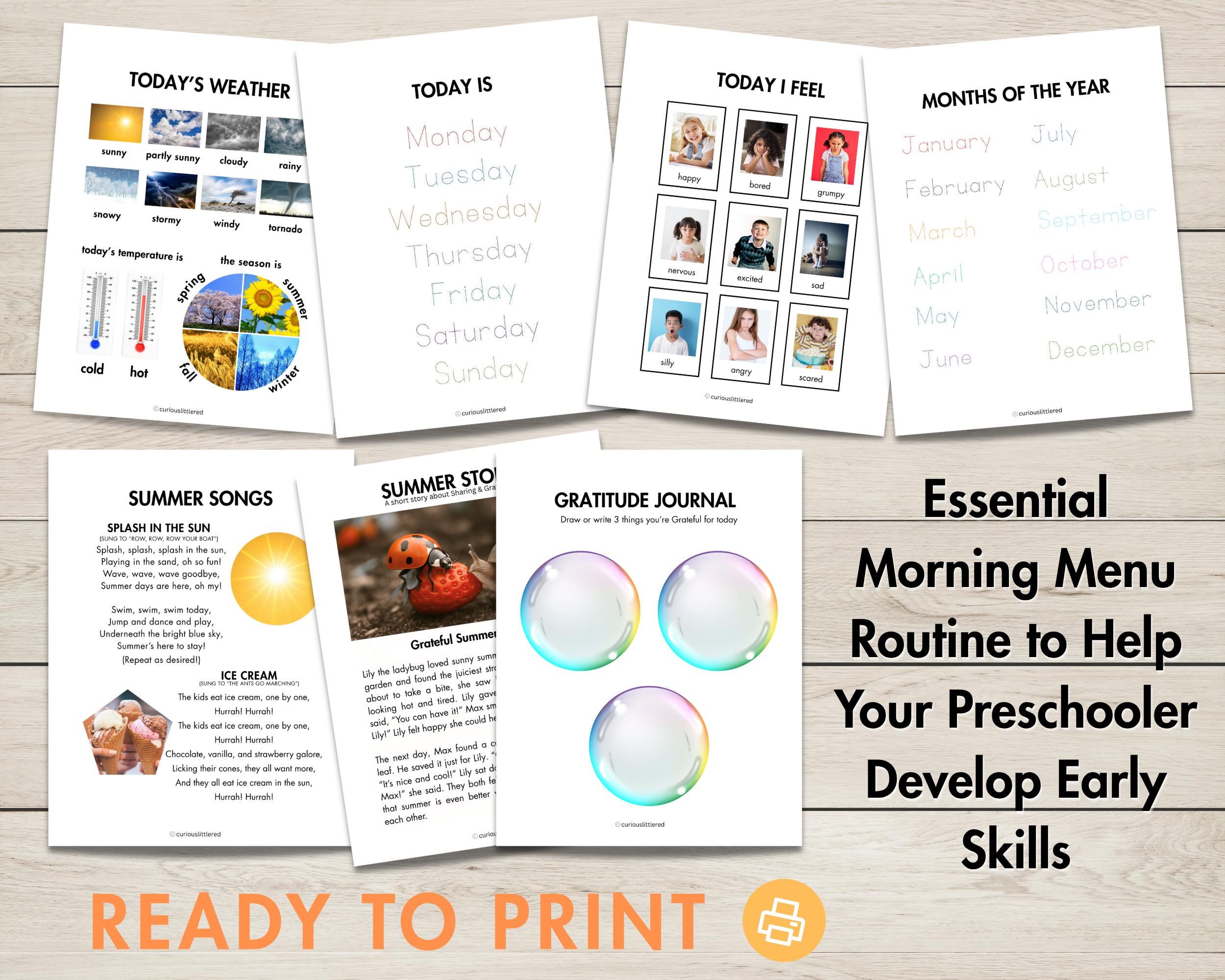 Summer Morning Menu Bundle for Ages 3–5, Montessori-inspired ...