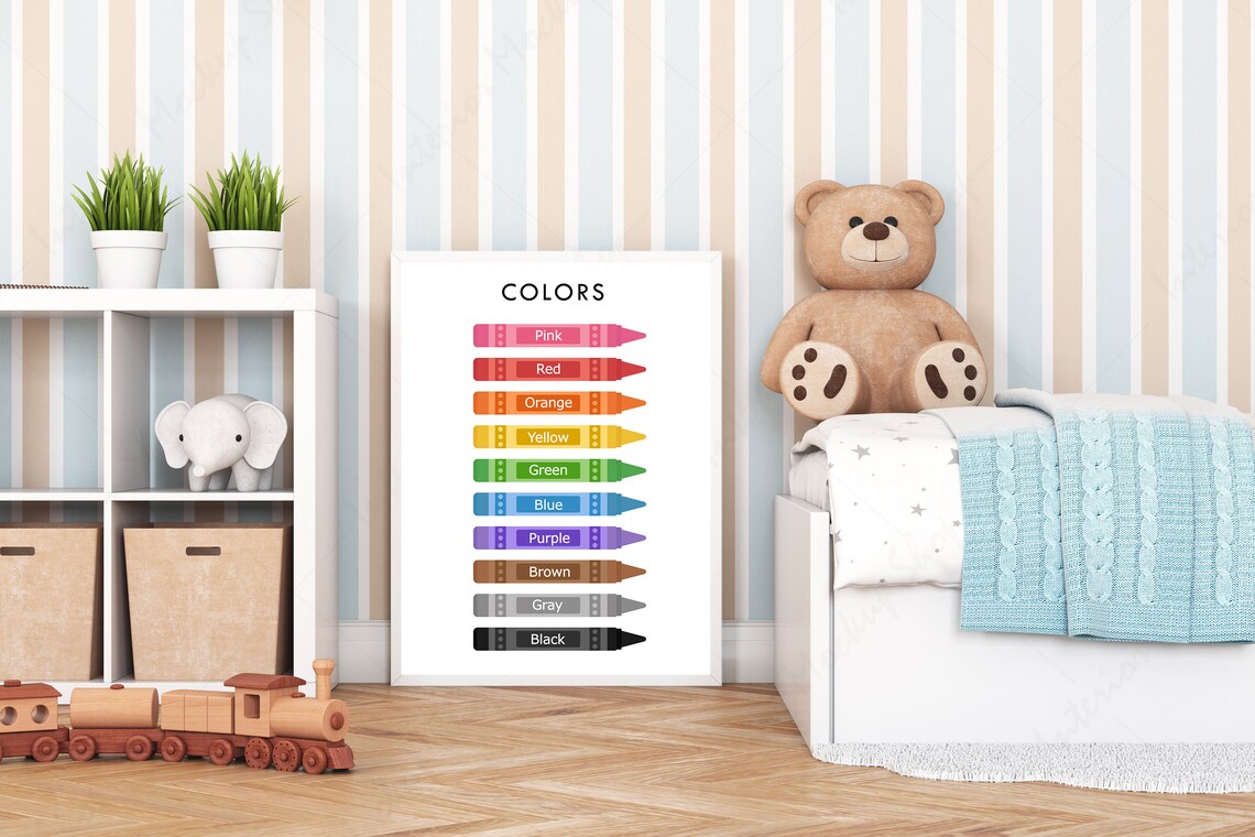 Colors Educational Wall Art, Kids Playroom Print, Rainbow Classroom ...