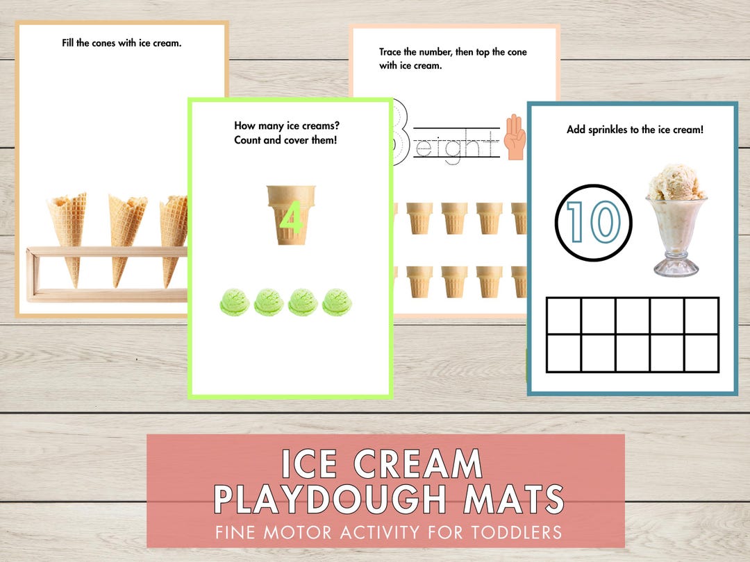 30 Ice Cream Playdough Activity Cards | Printable Summer Fine Motor Kit ...