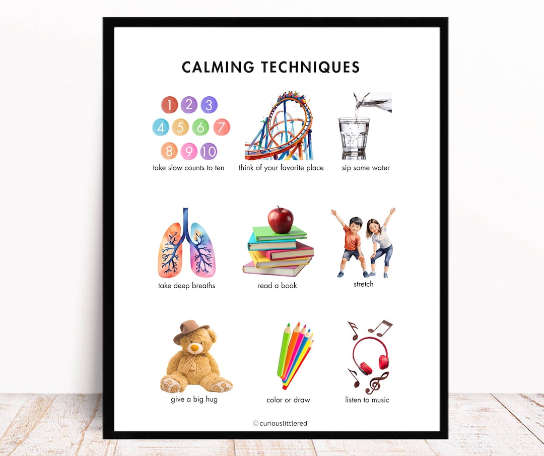 Printable Calming Techniques Poster for Kids | Montessori Visual for ...