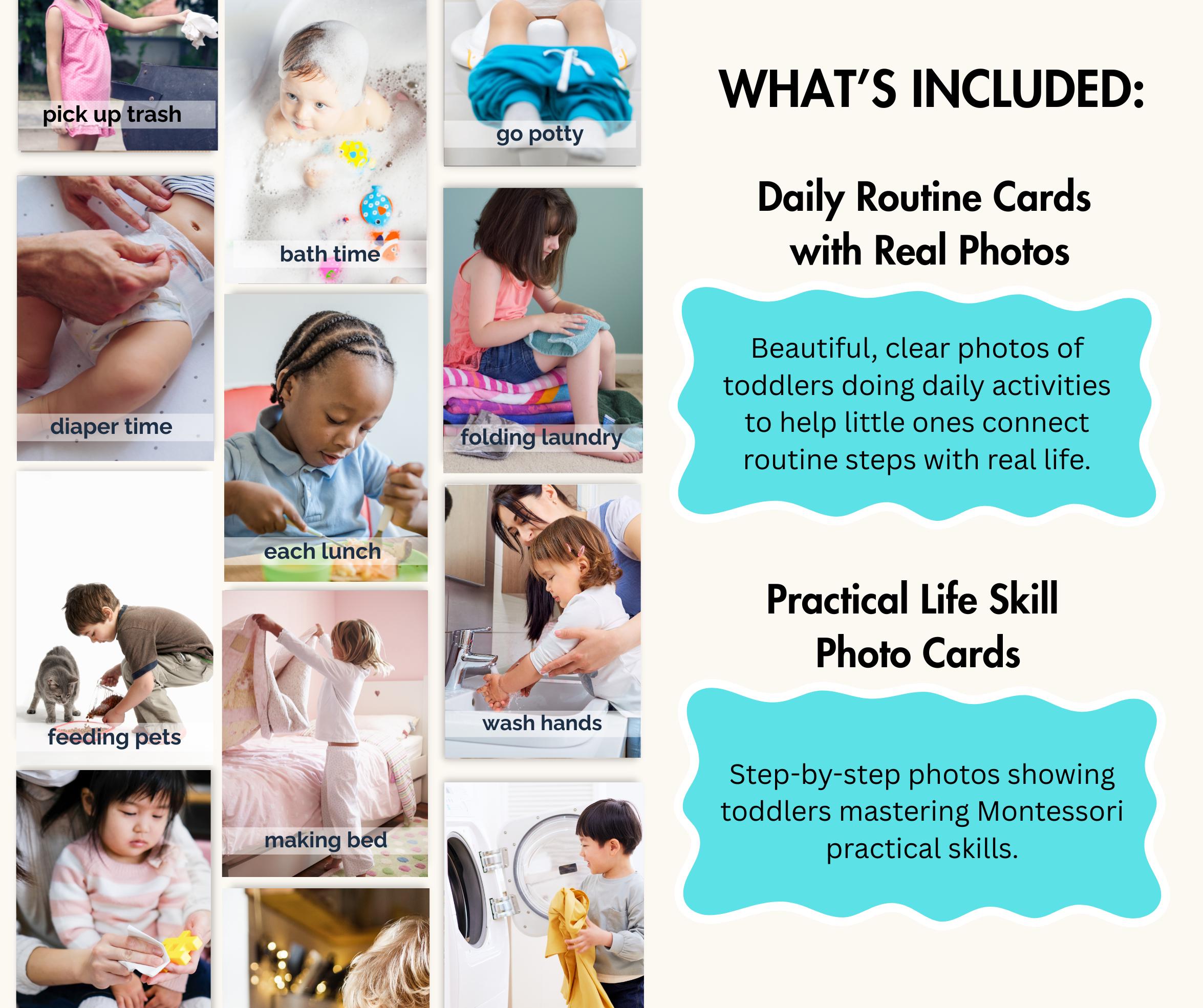 Toddler Daily Routine Cards, Life Skills Prints, Real Photos ...