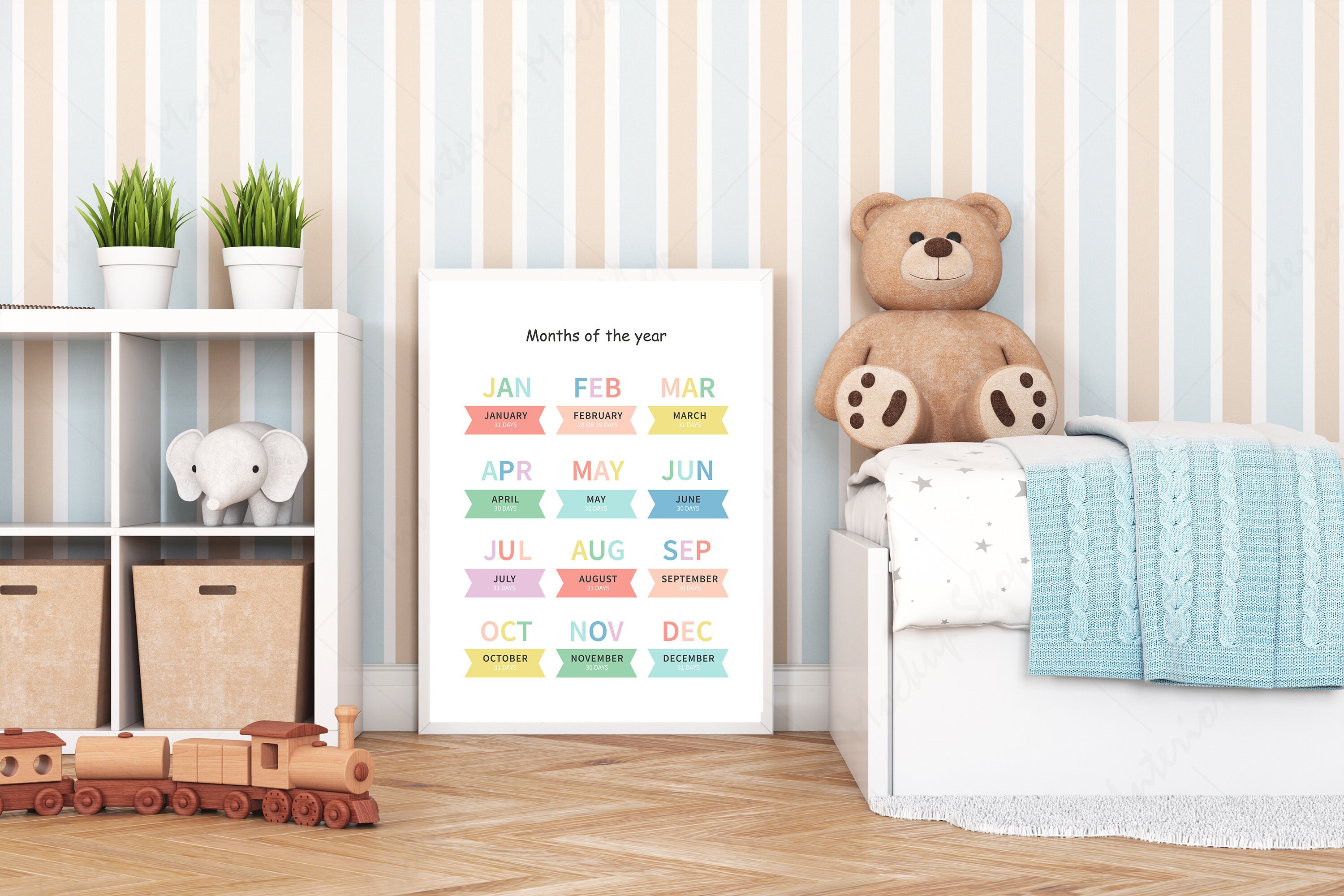 Months of the Year, Montessori Education Poster, Printable Wall Art ...