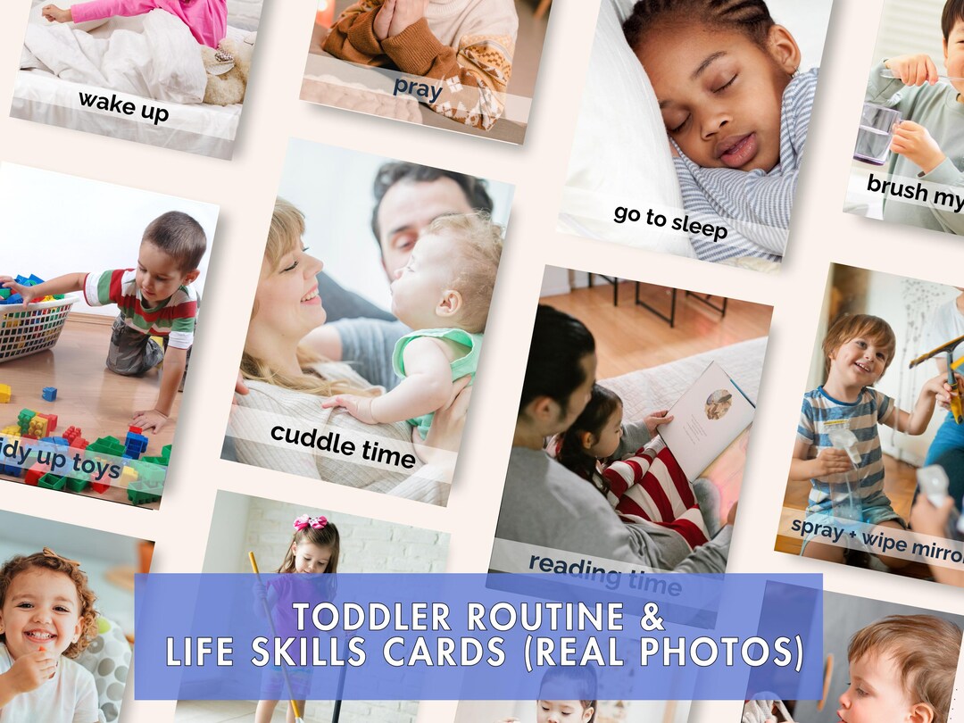 Toddler Daily Routine Cards, Life Skills Prints, Real Photos ...