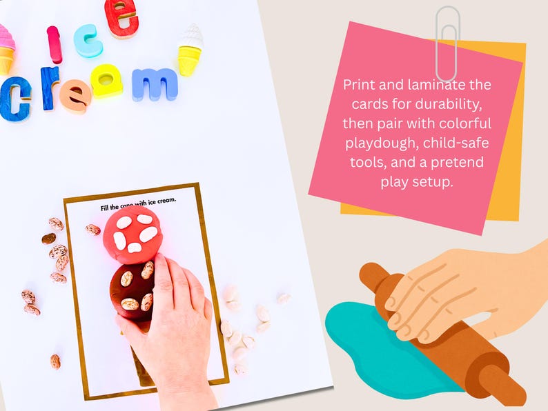 30 Ice Cream Playdough Activity Cards | Printable Summer Fine Motor Kit ...