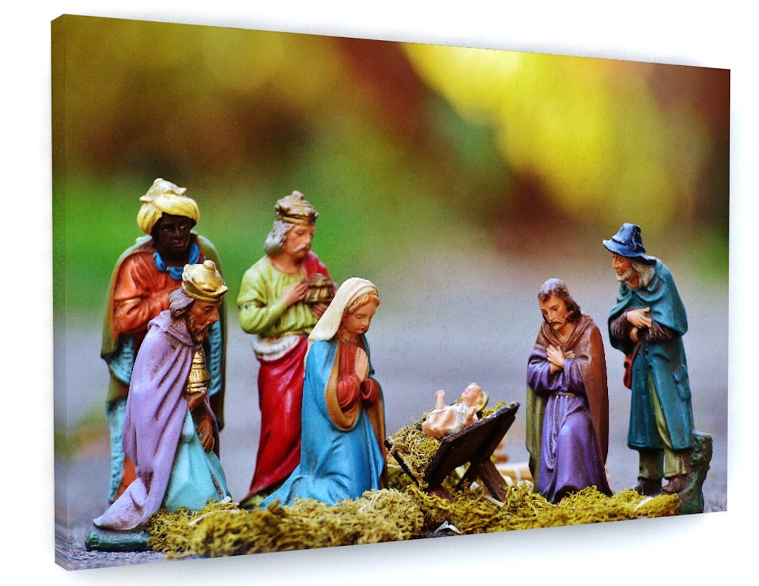 Christmas Nativity Scene Festive Framed Canvas Picture Print Wall Art # ...