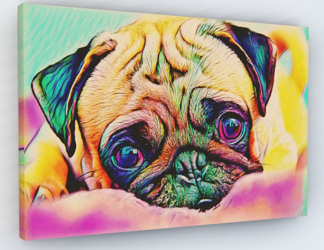Colourful Pug Dog Framed Canvas Picture Print Wall Art - Etsy.de