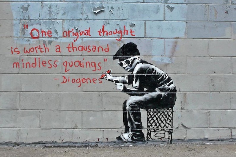 Banksy One Original Thought Quote Framed Canvas Picture Print - Etsy Banksy One Original Thought Quote Framed Canvas Picture Print - Etsy