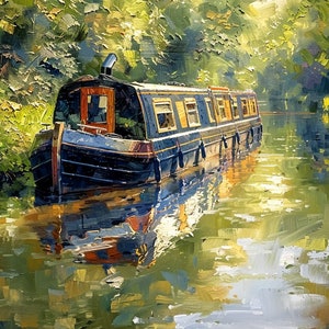 Canal Narrow Boat Canvas Picture Print Framed Wall Art - Etsy UK