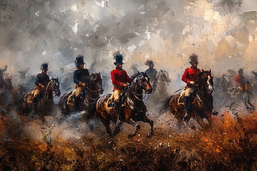 Battle of Waterloo Cavalry Canvas Picture Print Framed Wall Art Artist ...