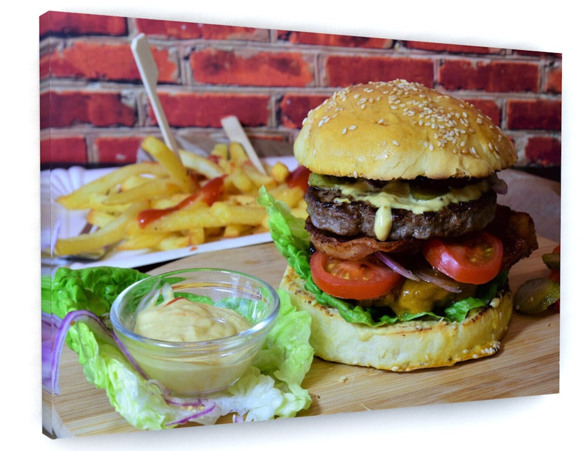 Food Kitchen Cafe Restaurant Home Burger Canvas Picture Print | Etsy