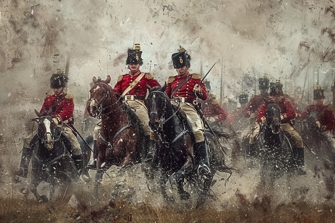 Battle of Waterloo Cavalry Canvas Picture Print Framed Wall Art Artist ...
