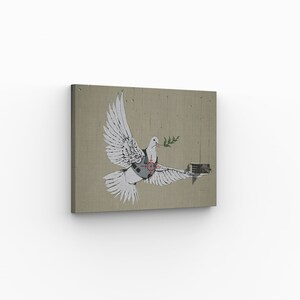 Banksy Armored Peace Dove Framed Canvas Picture Print Wall Art - Etsy