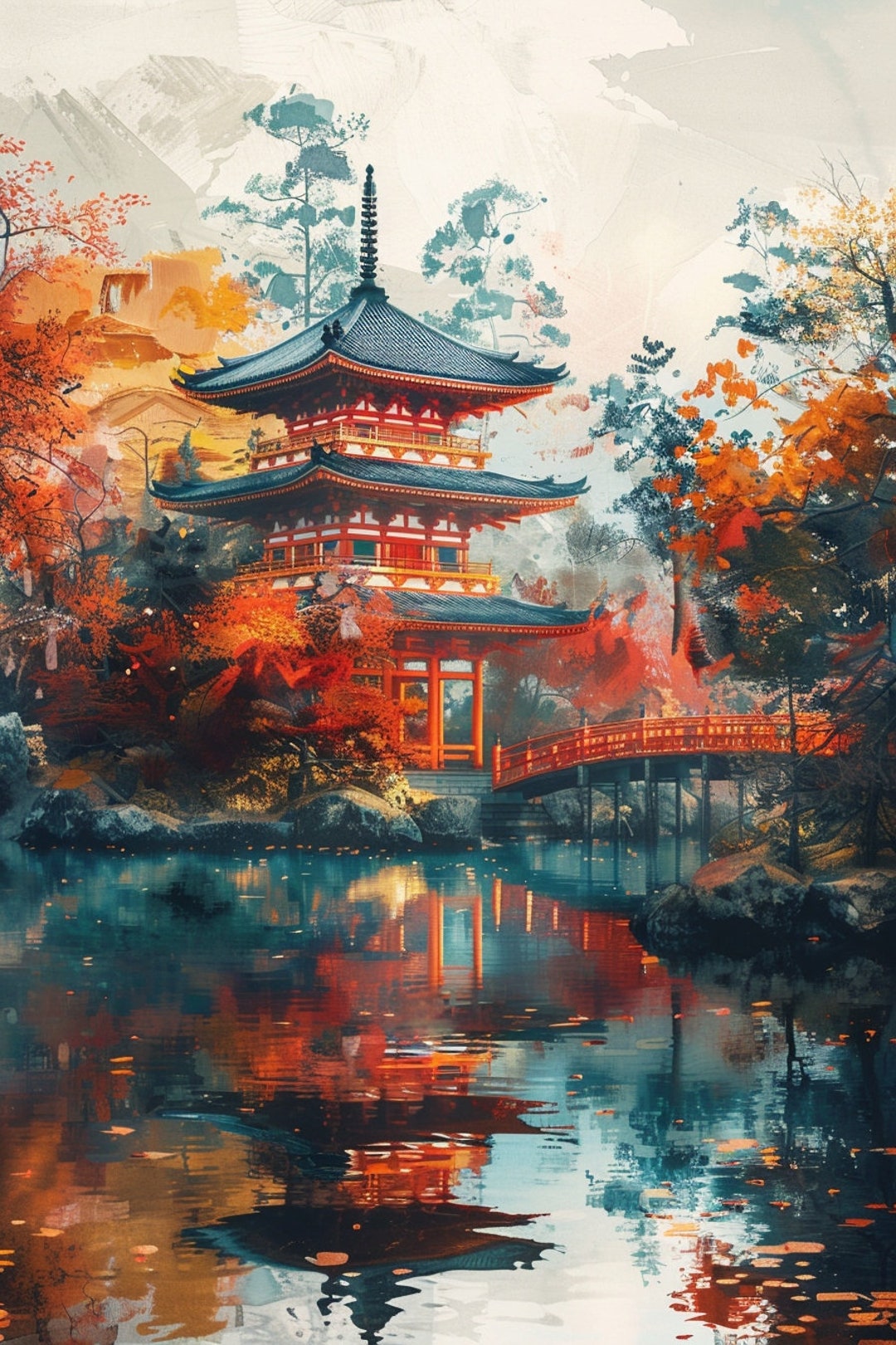 Japanese Zen Garden Temple Canvas Picture Print Framed Wall Art - Etsy UK