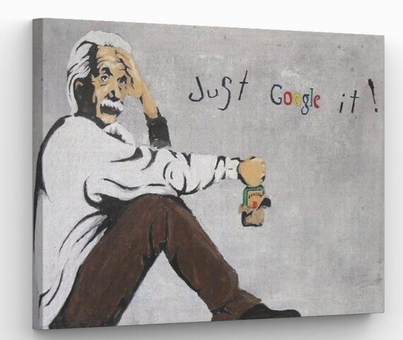 Banksy Einstein Just Google It Framed Canvas Picture Print - Etsy