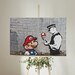 Banksy Super Mario and Policeman Framed Canvas Picture Print Wall Art ...