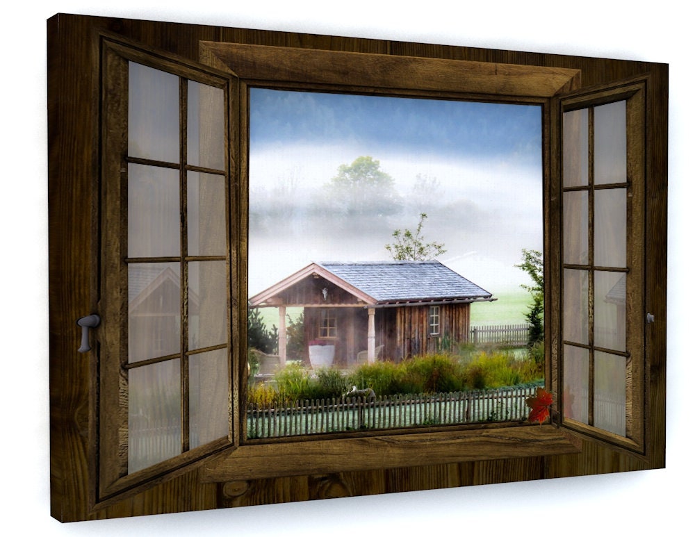 3D Window Frame Scene Landscape Framed Canvas Picture Print - Etsy UK