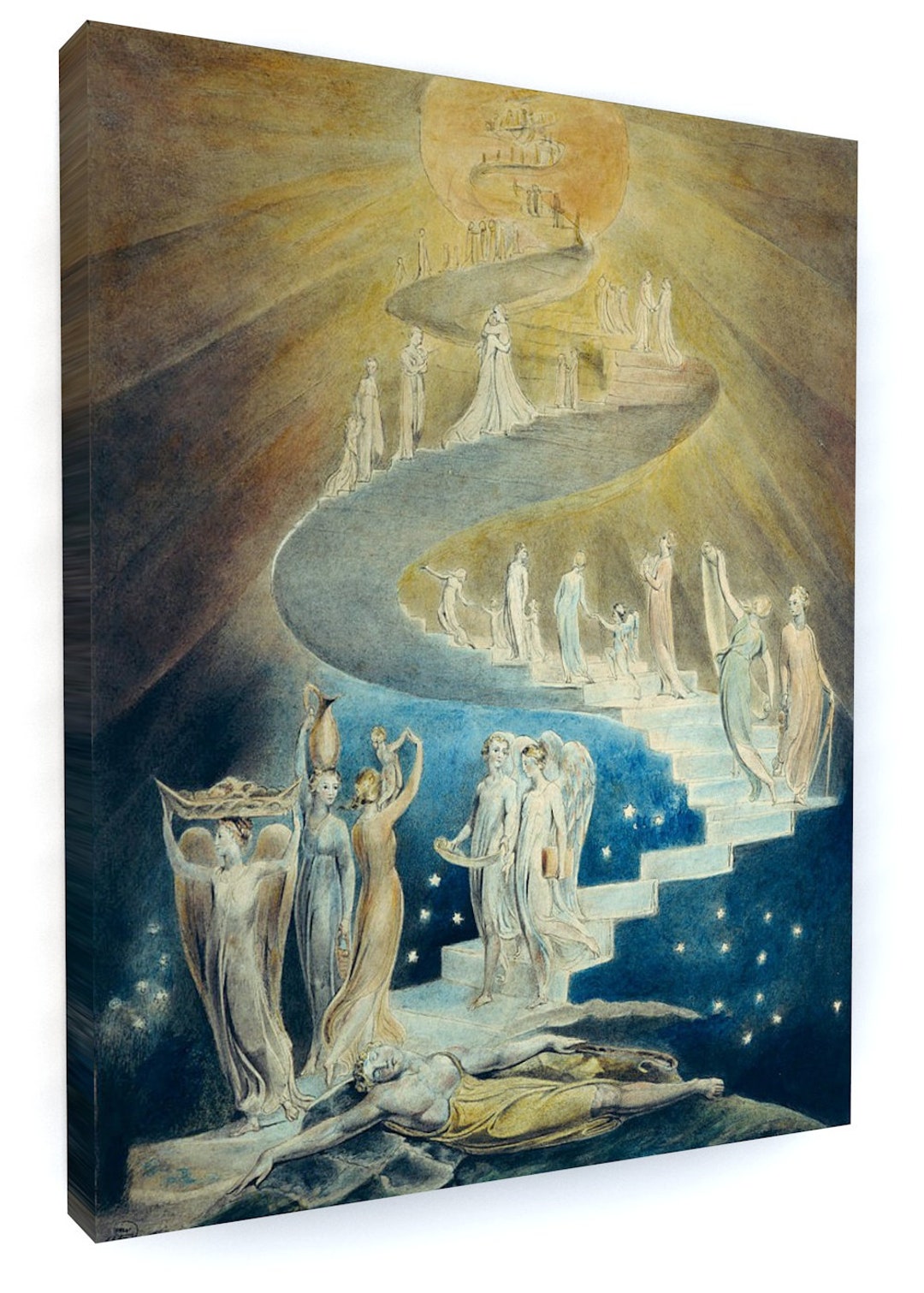 William Blake Jacobs Ladder Framed Canvas Picture Print Wall Art D106 - Etsy