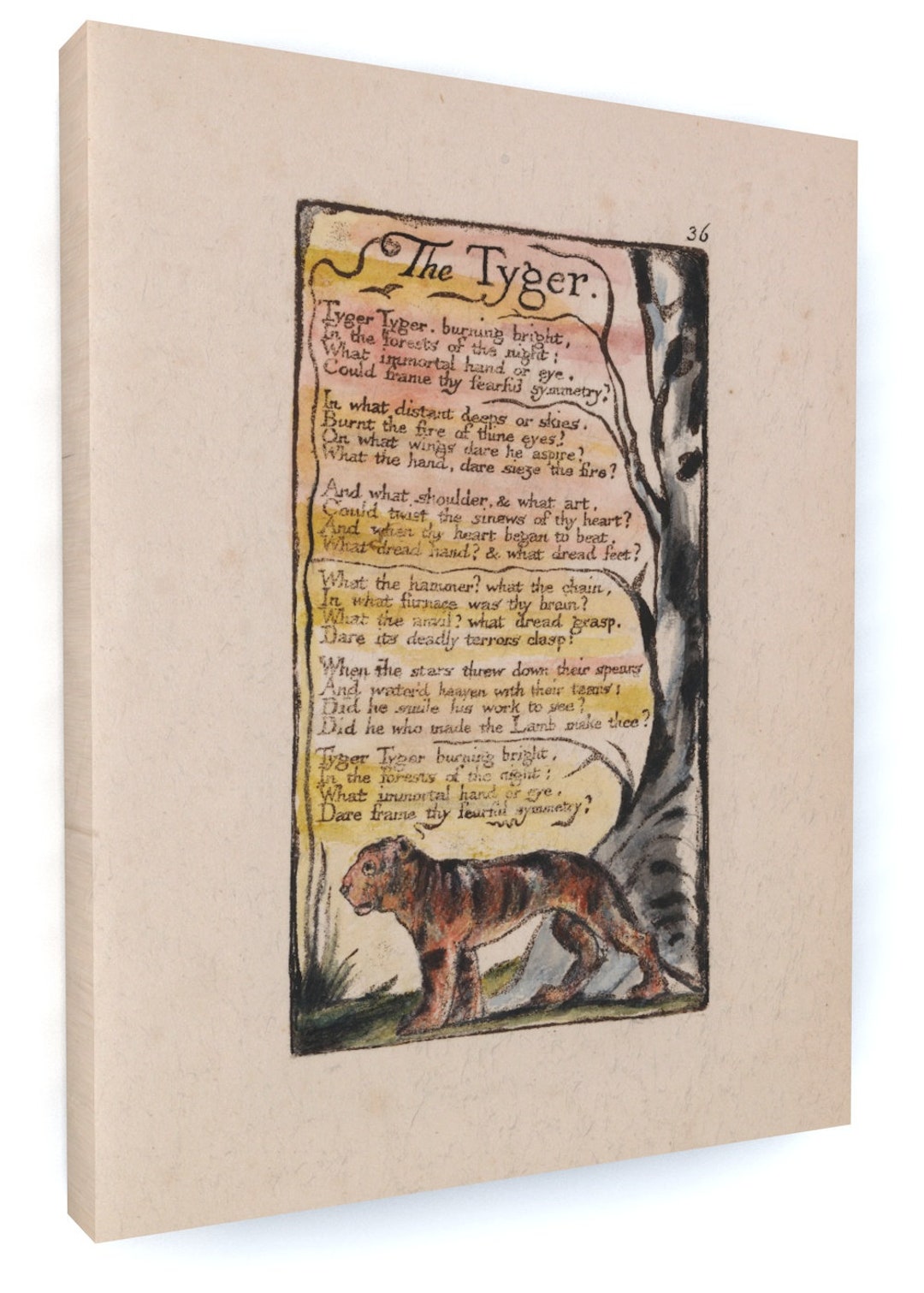 William Blake Red the Tyger Framed Canvas Picture Print Wall Art D108 ...