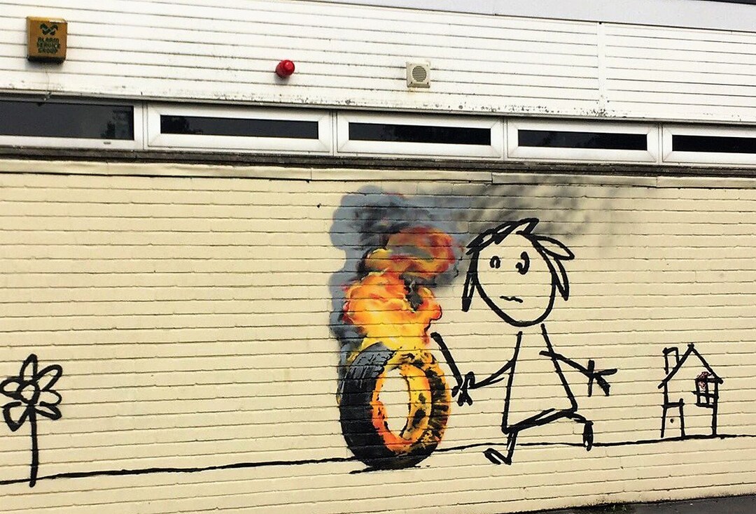 Banksy Tire on Fire School Framed Canvas Picture Print Wall - Etsy