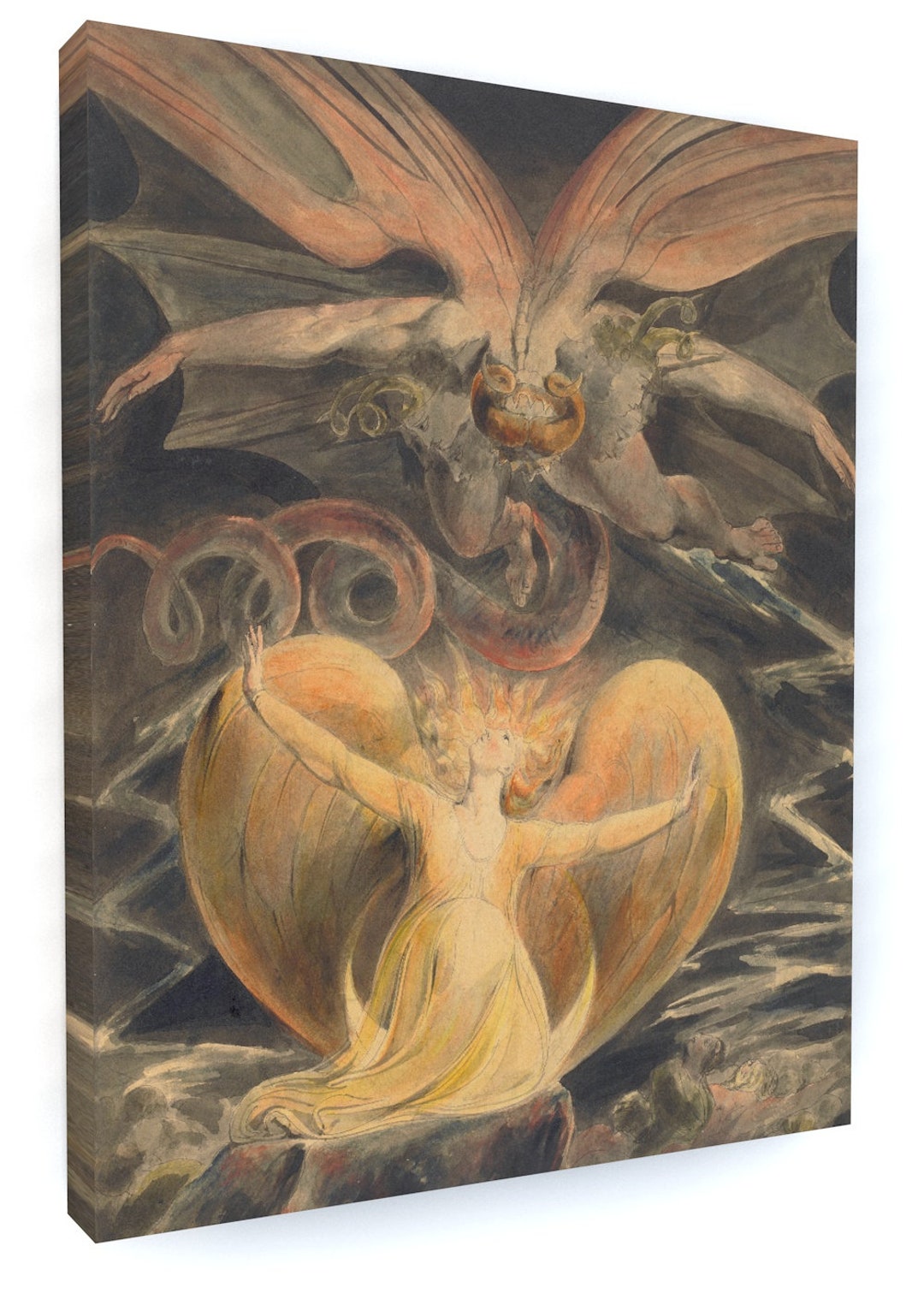 William Blake Red Dragon Clothed With Sun Framed Canvas Picture Print ...