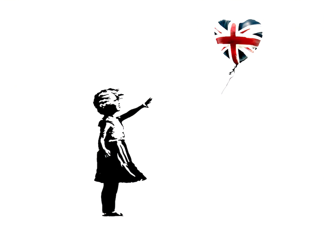 Banksy Balloon Union Jack Girl Framed Canvas Picture Print Wall Art ...