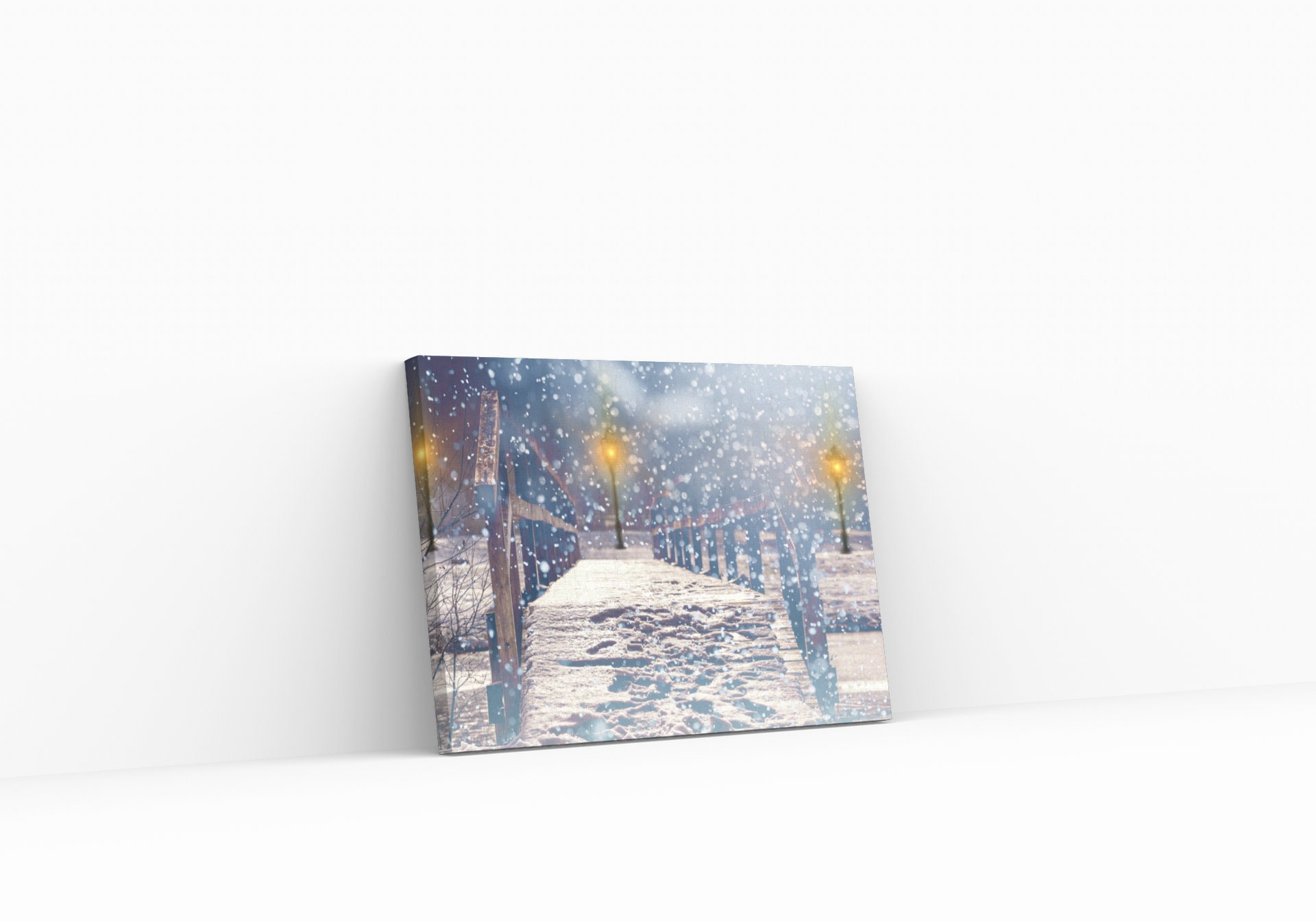 Christmas Landscape Snow Festive Scene Framed Canvas Picture Print Wall ...
