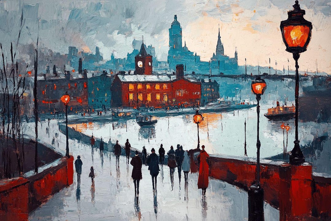 LS Lowry Style Canvas Picture Print Framed Wall Art - Etsy