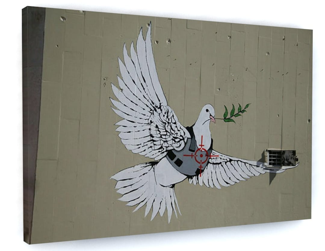 Banksy Armored Peace Dove Framed Canvas Picture Print Wall Art - Etsy