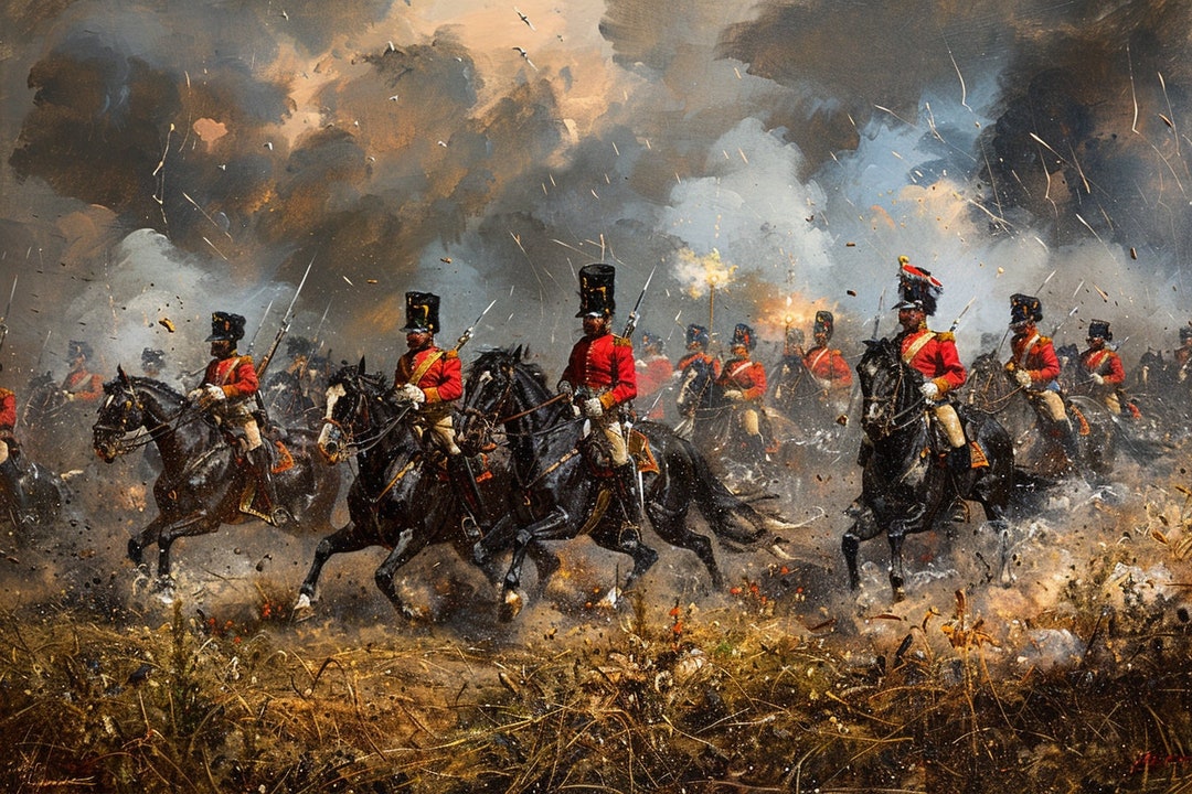 Battle of Waterloo Cavalry Canvas Picture Print Framed Wall Art ...