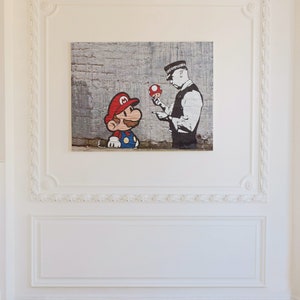 Banksy Super Mario and Policeman Framed Canvas Picture Print Wall Art ...