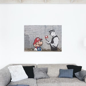 Banksy Super Mario and Policeman Framed Canvas Picture Print Wall Art ...