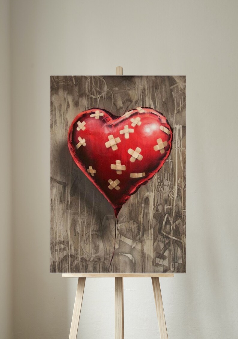Banksy Bandaid Heat Balloon Framed Canvas Picture Print Wall Art - Etsy