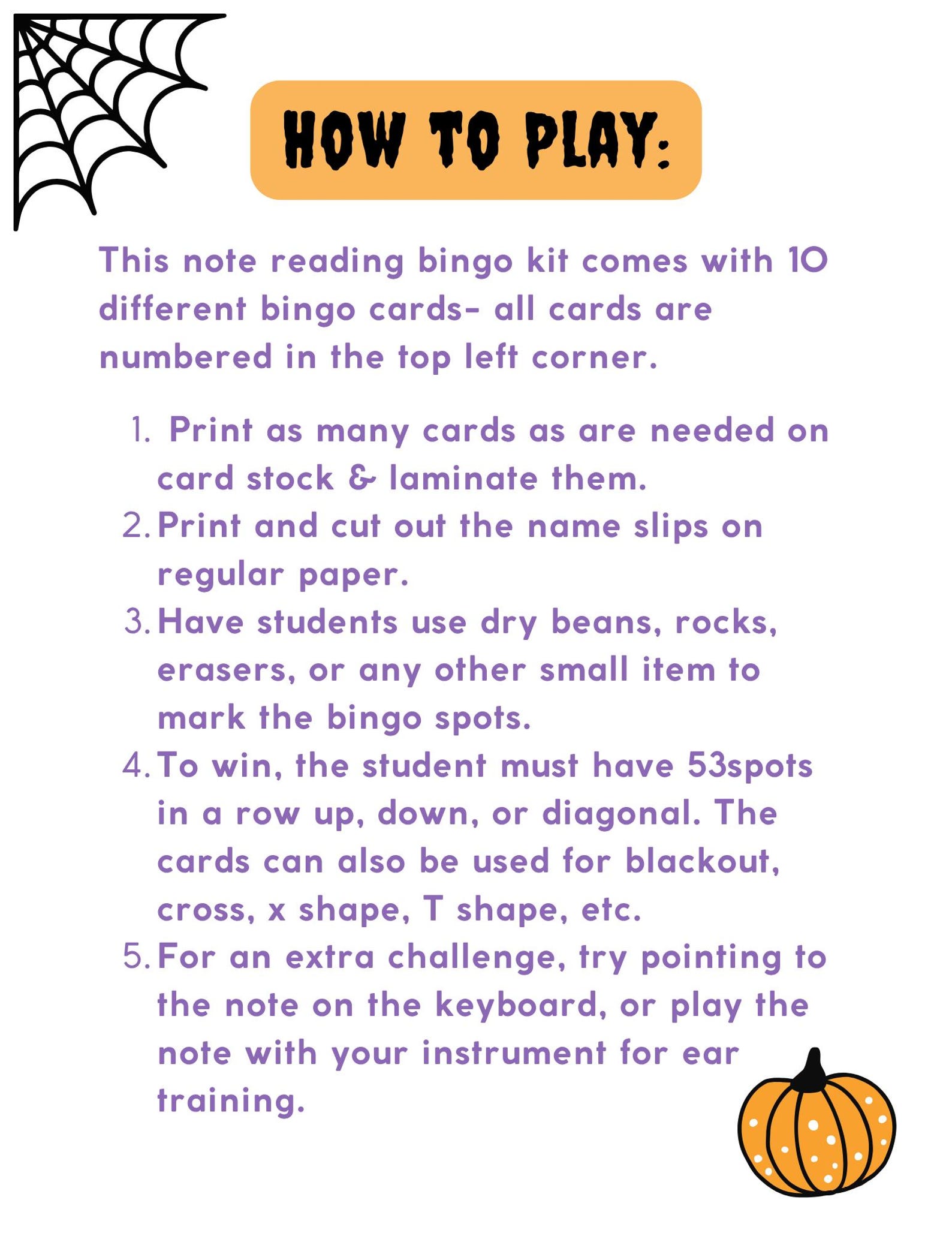 Halloween Music Notes Bingo: Treble and Bass Clef Notes Review (digital ...