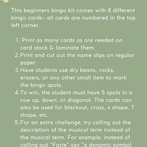 Primer/ Level 1 MUSIC BINGO- Beginner Level Game Review Notes on the ...