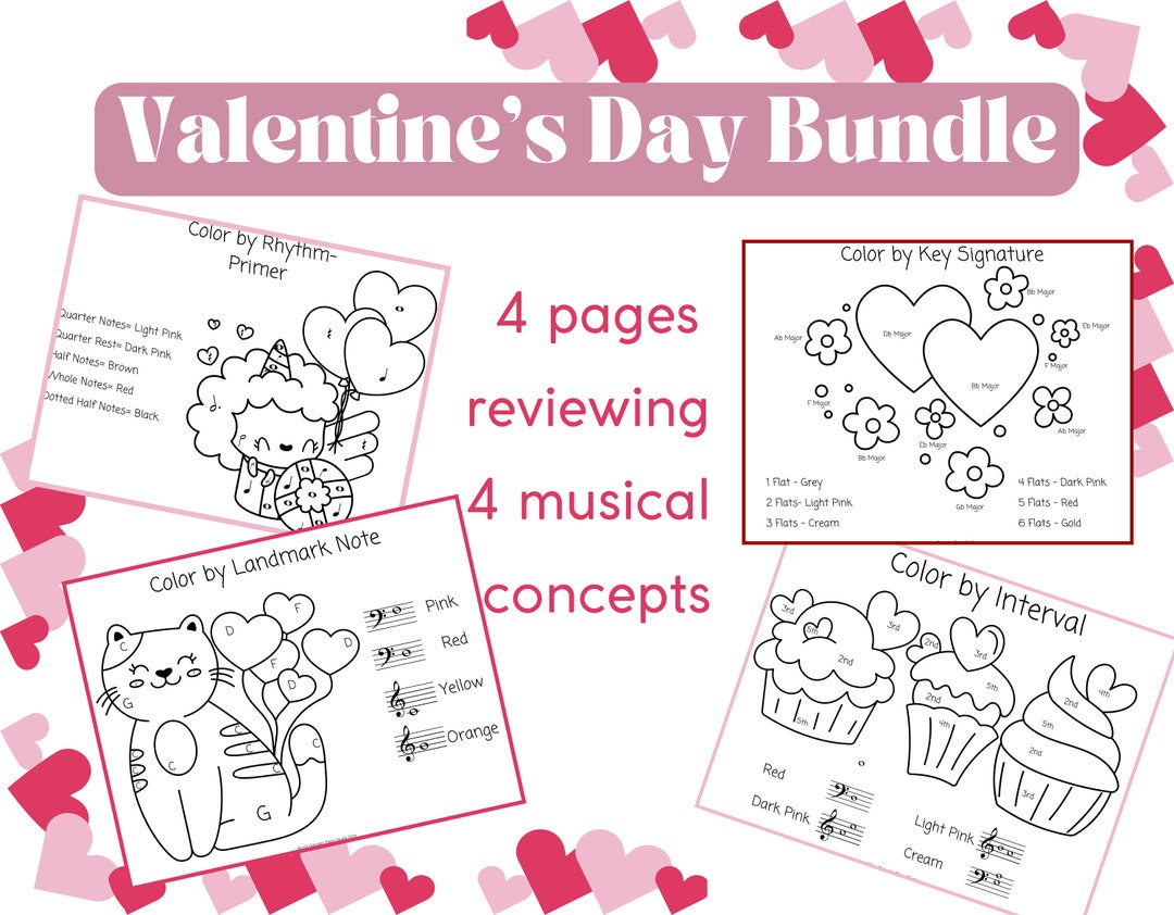 VALENTINE Bundle Color by Number- PIANO Lessons Tool. DIGITAL Download ...