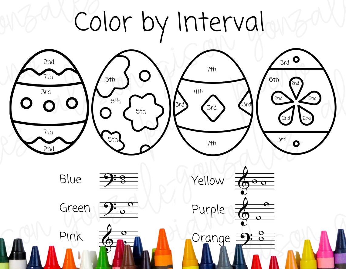 Easter Eggs Color by Number- PIANO LESSONS Tool Learn Musical Harmonic ...