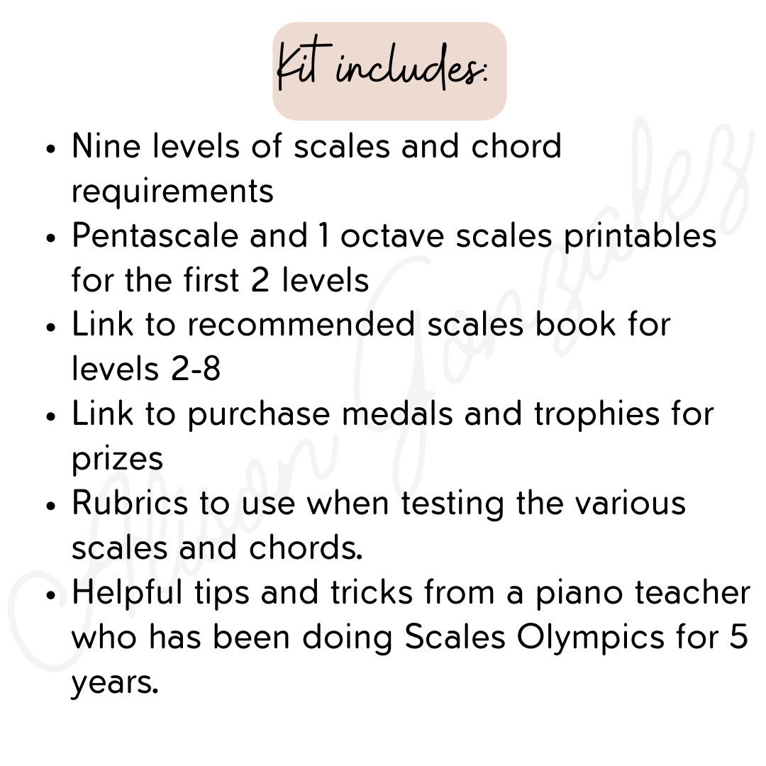 SCALES OLYMPICS Complete Teacher Kit | Piano Studio Competition Guide ...